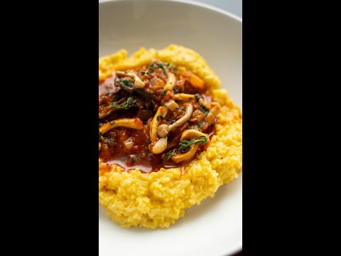 Sauteed Mushrooms with Tomato and Polenta Cutout