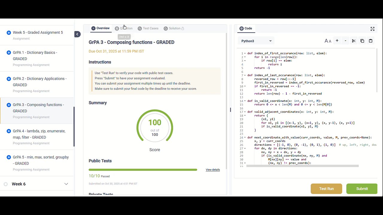 PYTHON WEEK 5 GRPA 1 TO 5 SOLUTIONS