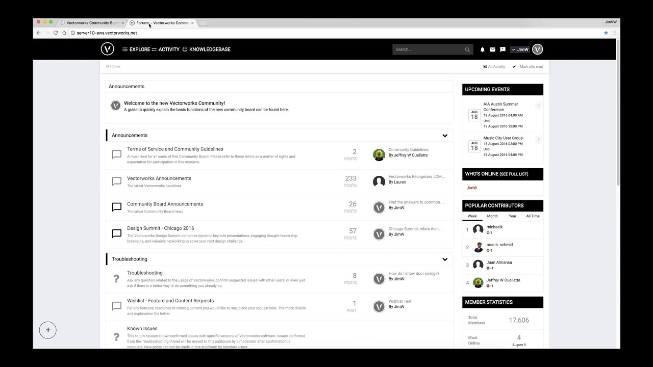 Vectorworks Community Board Upgrade - Quickstart Guide