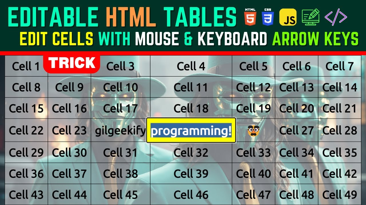 HTML Editable Table Tutorial: Edit Tables with Mouse and Keyboard Arrow Keys #HTML #CSS #JavaScript