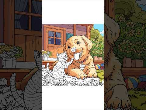 Watch this Dog & Cat Come to life in 10 seconds | Happy color #shorts