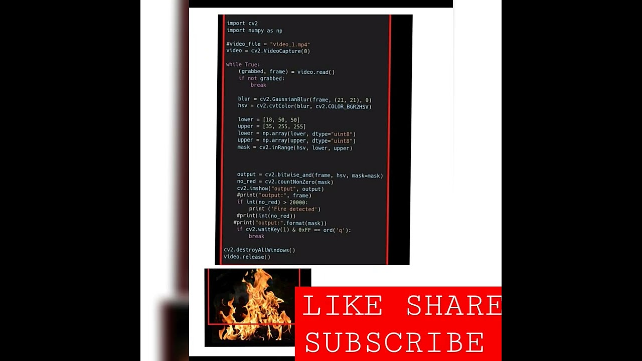 | FIRE DETECTION 🔥🔥🔥 🩸USING PYTHON  || #python #pythoncode #machinelearning #pythonprogramming #ai