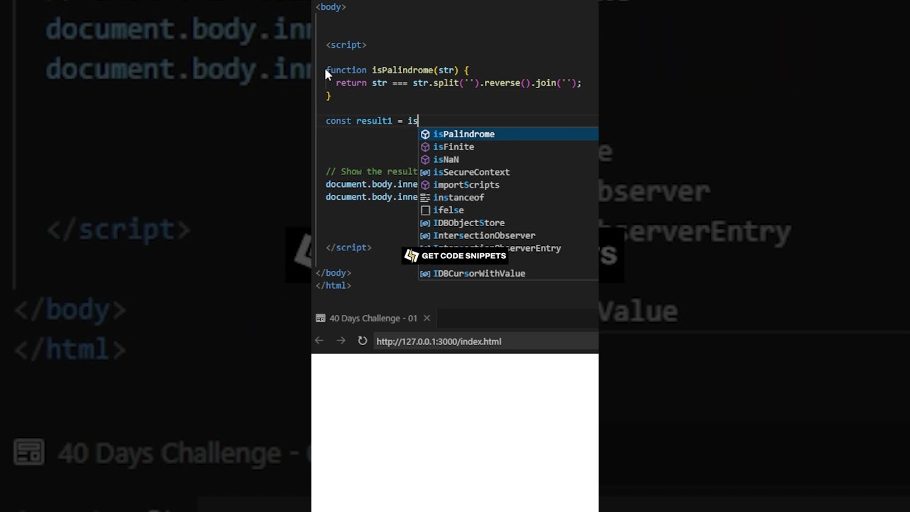 Palindrome Checker JavaScript #javascript  #code #tutorial  #javascriptdeveloper