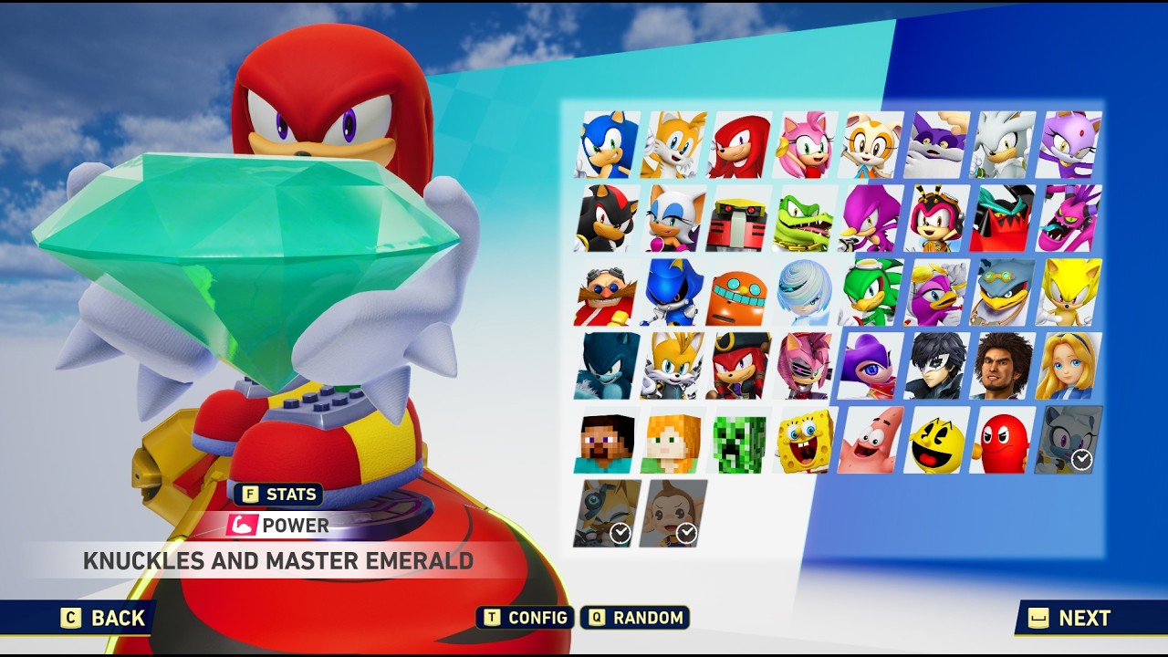 Knuckles is holding the Master Emerald his hands in Sonic Racing Crossworlds!