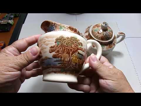 Mountain Woodland Scene Creamer & Sugar Bowl Set