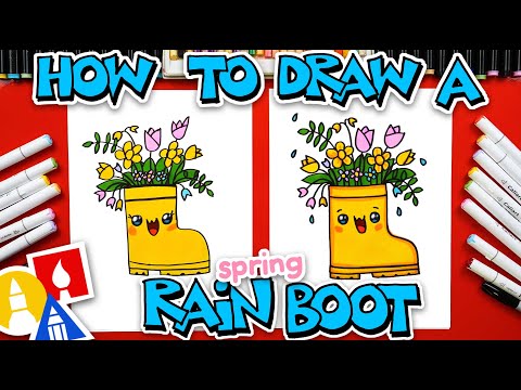 How To Draw A Rain Boot With Spring Flowers