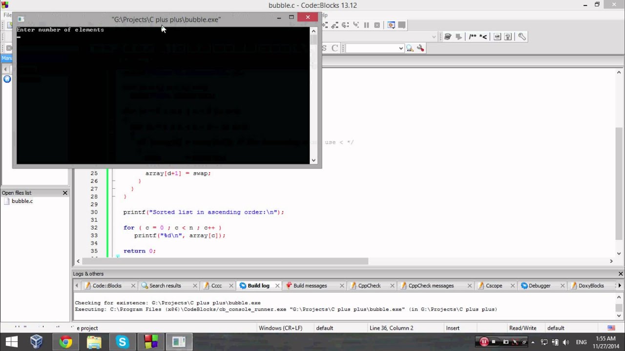 C programs code - bubble sort algorithm