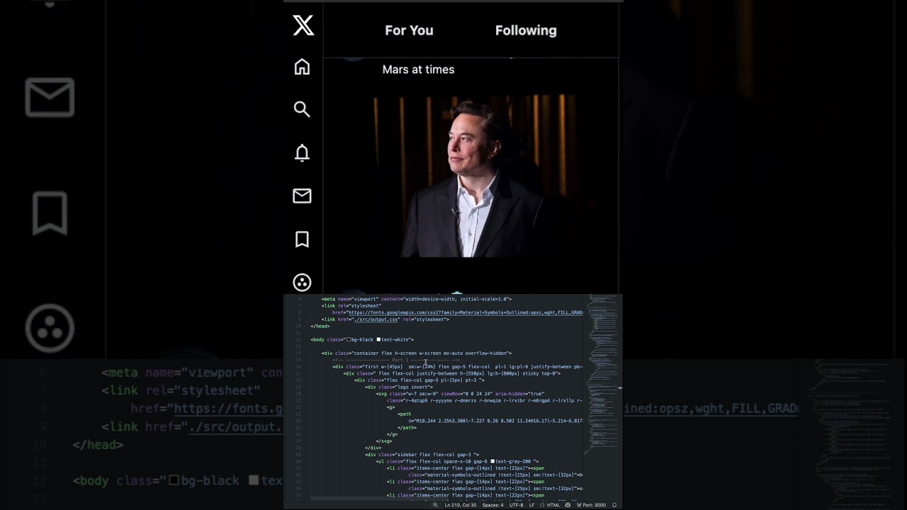 Twitter (X) Clone with HTML & Tailwind CSS + Source Code