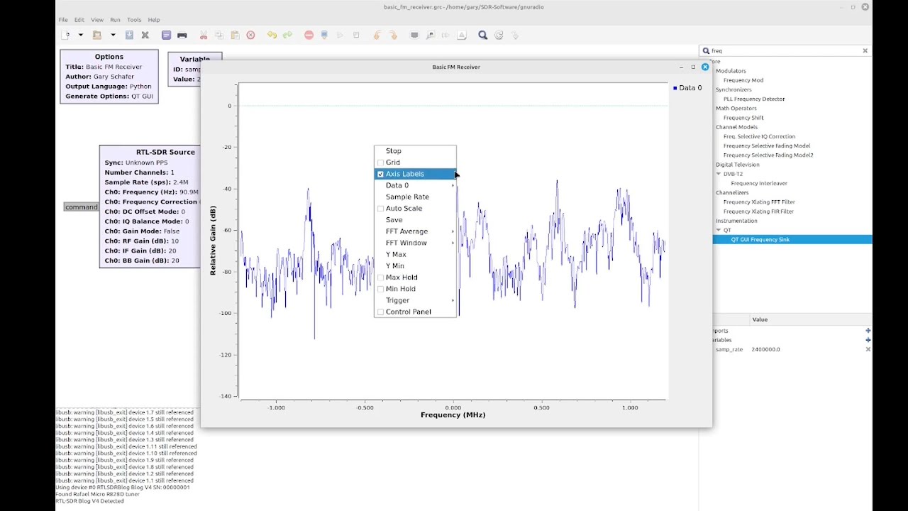 Creating a Basic FM Receiver using Gnu Radio Companion