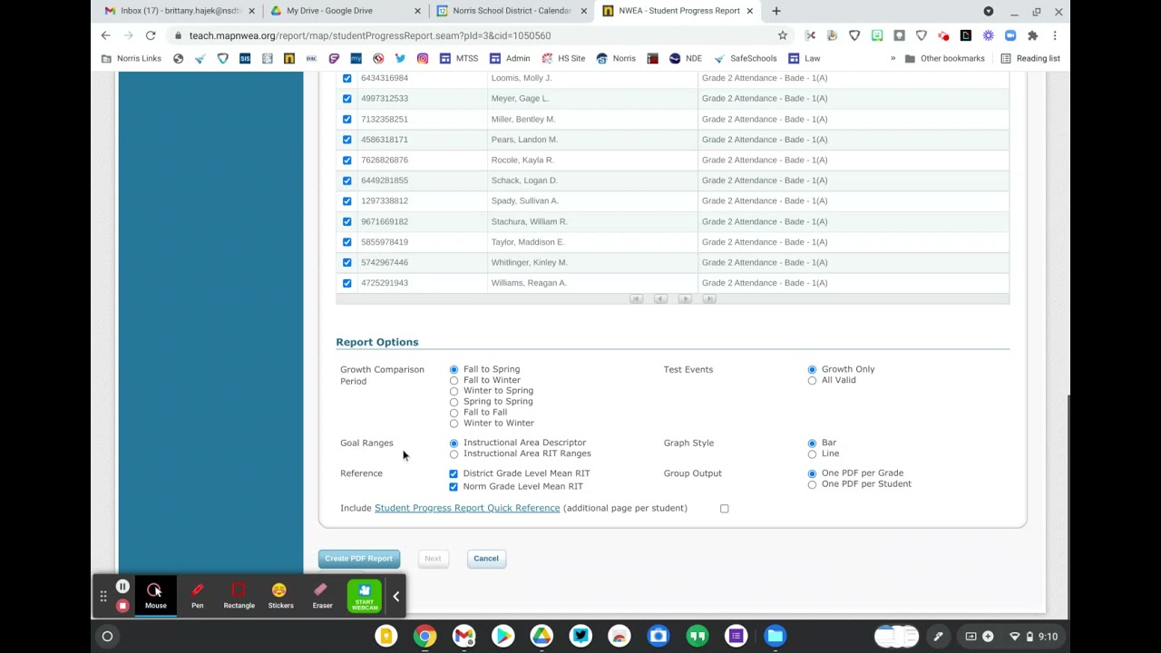 Printing Student Progress Report in NWEA