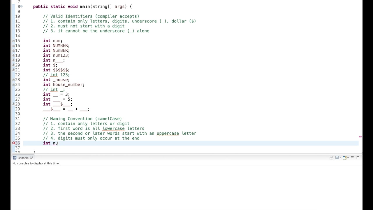 Java Tutorial: Naming Convention (camelCase)