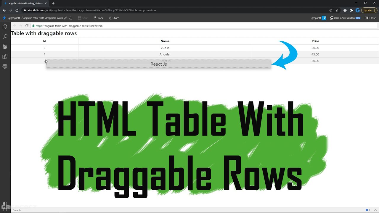 HTML Table With Draggable Rows | Angular