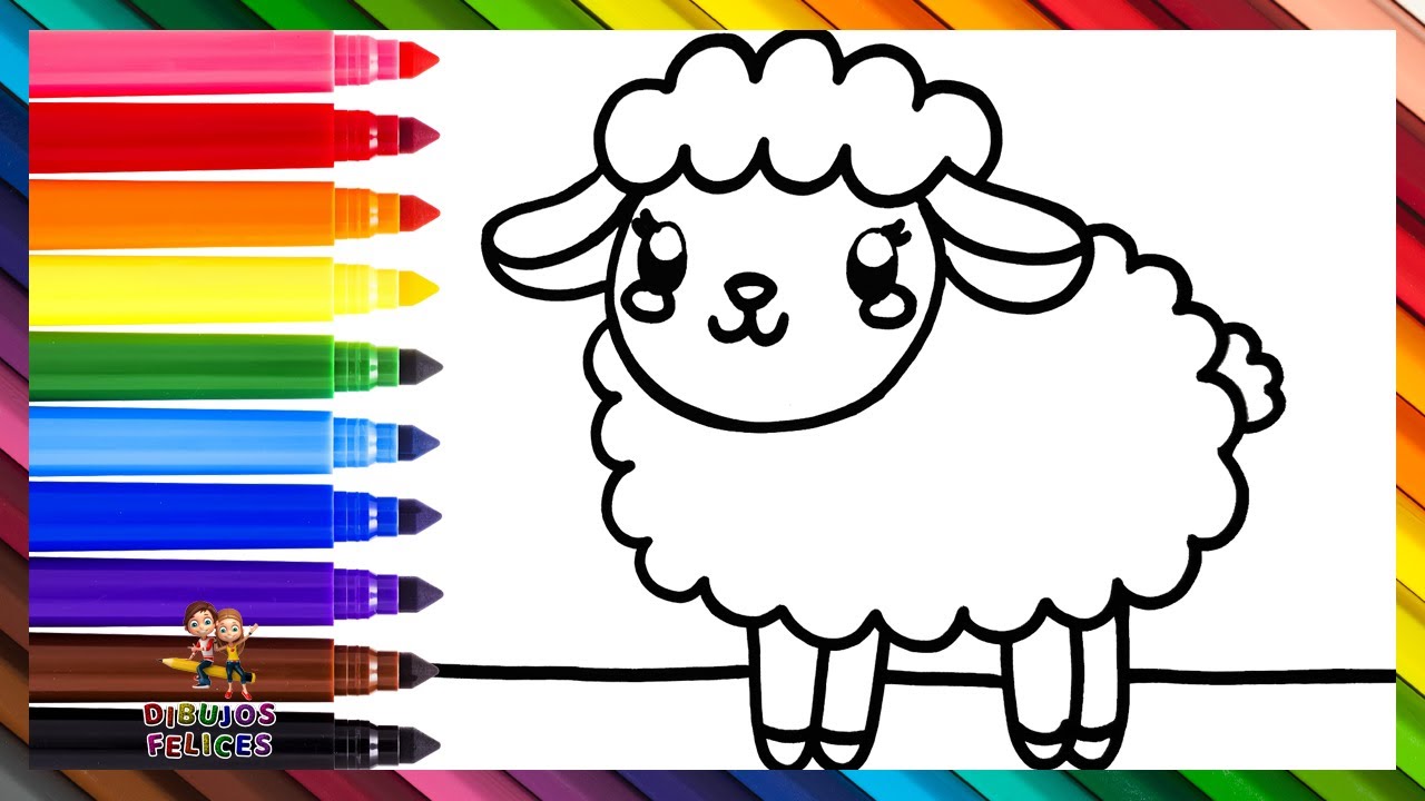 Dibuja y Colorea Una Linda Oveja 🐑🌈 Dibujos Para Niños