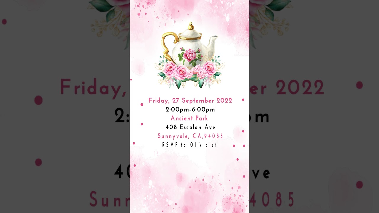 Tea Party Birthday Video Invitation #teaparty #girlbirthday #princessparty #birthdaypartyinvitations