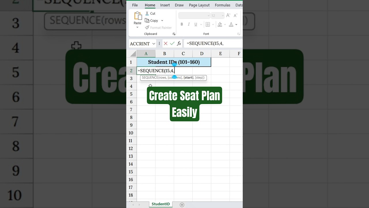 Excel SEQUENCE Trick: Create Class Seat Plan in Seconds!