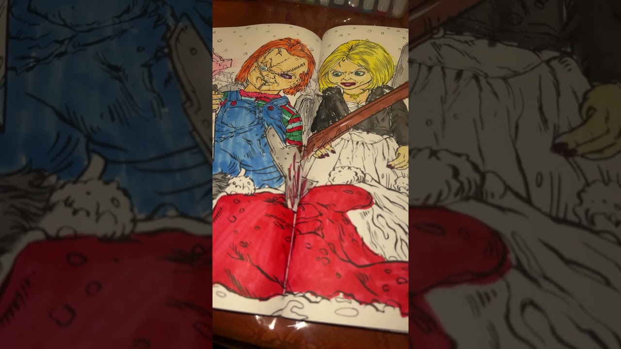 Chucky and Tiffany ready for the holidays #chucky #art #coloring ##seedofchucky #universalstudios
