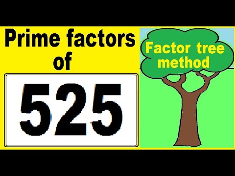 Prime factors of 525. Prime factors decomposition of 525. Factor tree method.