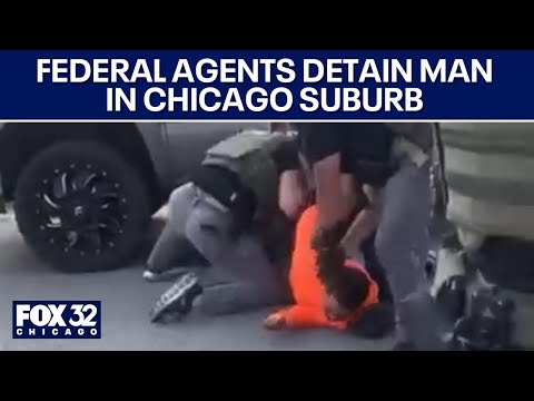 Federal agents detain man in Chicago suburb, video shows