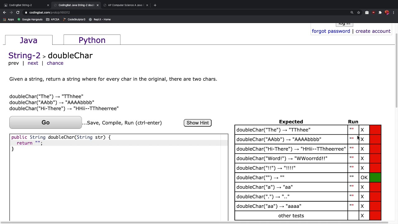 CodingBat String 2 DoubleChar