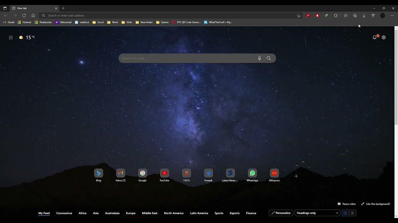 Animated Wallpaper on Microsoft​ Edge New tab   Personal Page