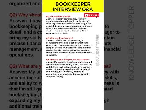 Bookkeeper Interview Questions and Answers | Bookkeeper Job Interview Questions and Answers