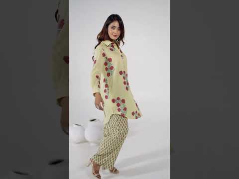 Indulge in a garden of style with Tara C Tara's captivating floral hand block printed Co-ord sets.