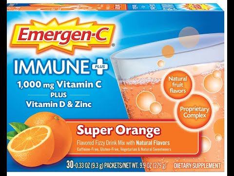Emergen C Immune Plus Vitamin C Supplement for Immune Support, Super Orange, 30 Ct