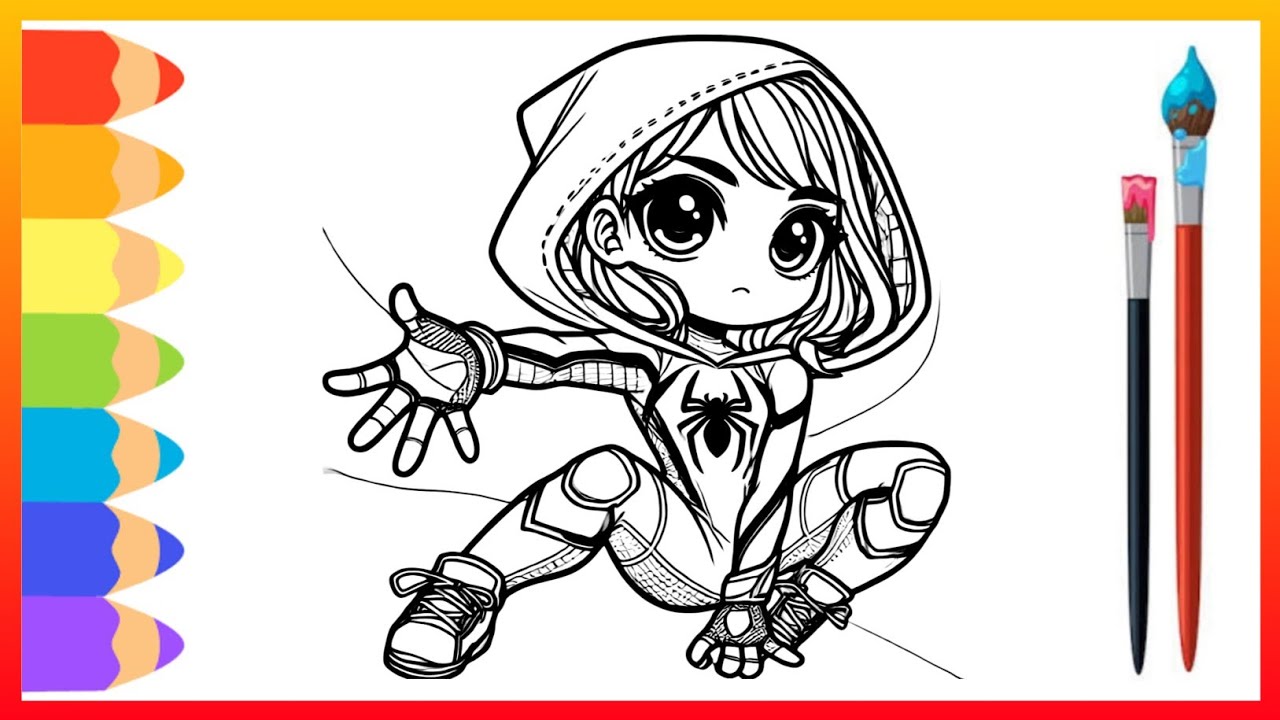 Coloring Ghost-Spider Gwen | Spidey and His Amazing Friends Coloring Pages for Kids