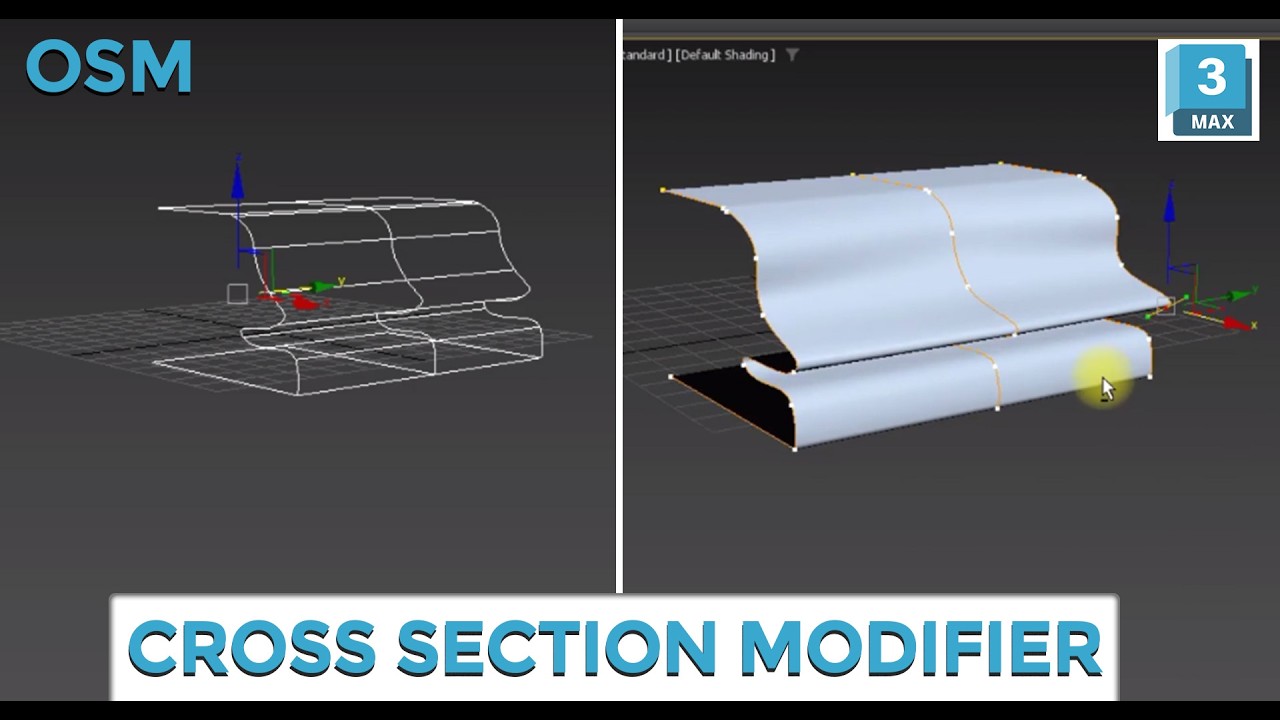 3ds Max Cross Section Modifier Tutorial | Create Surfaces from Splines (Object Space Modifier)