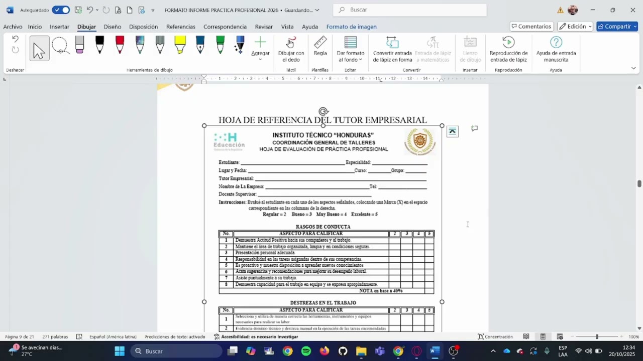 ITH - Lineamientos para informe de práctica profesional