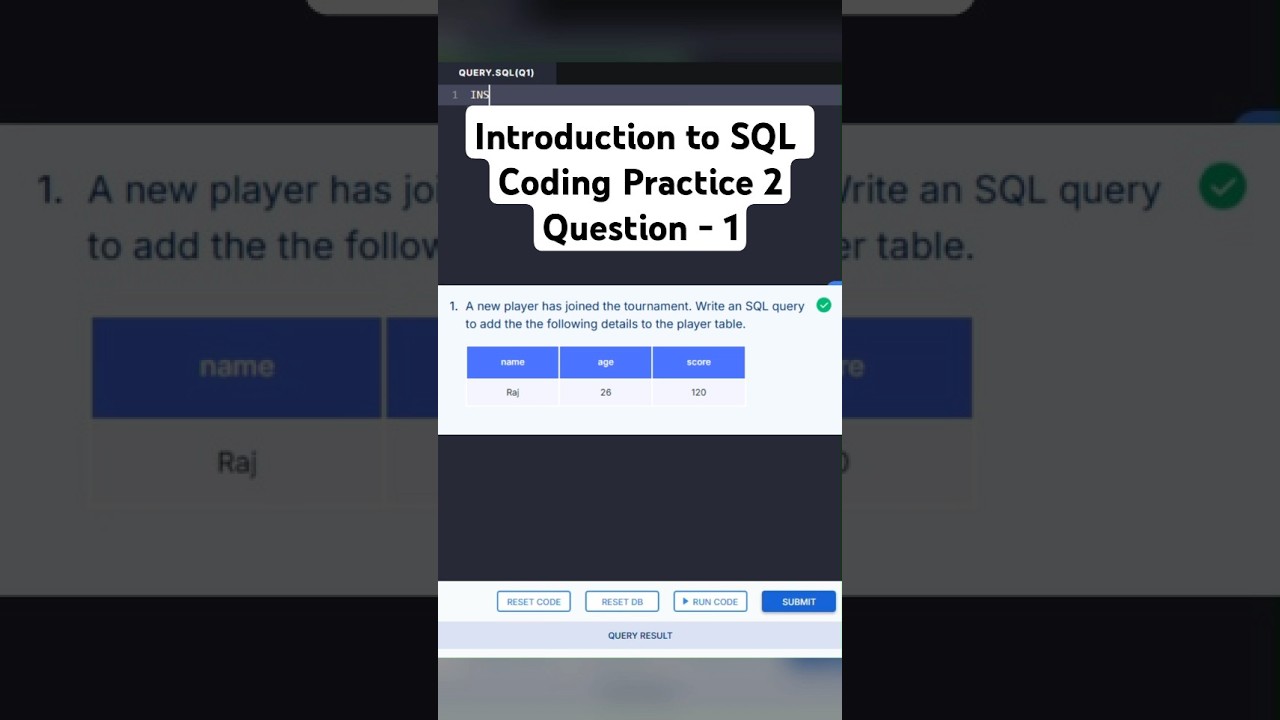 Introduction to SQL | Coding Practice 2 | Question 1 | NXT WAVE  #shorts #programming #database #nxt