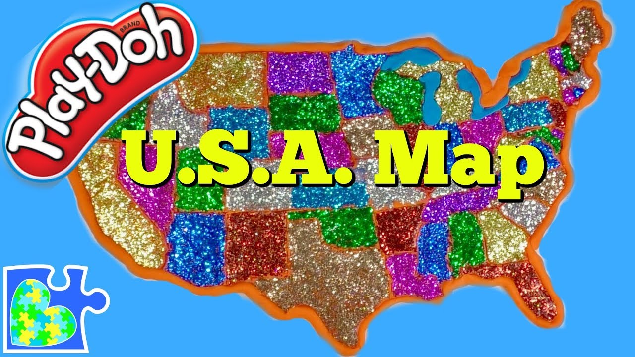 U.S. Map for Kids! Learn the United States of America! Play-Doh Puzzle of The U.S.A. || US Map