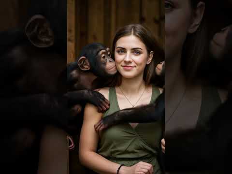 Girl Befriends Two Baby Chimpanzees – So Cute! #funny #monkey #baby #ai