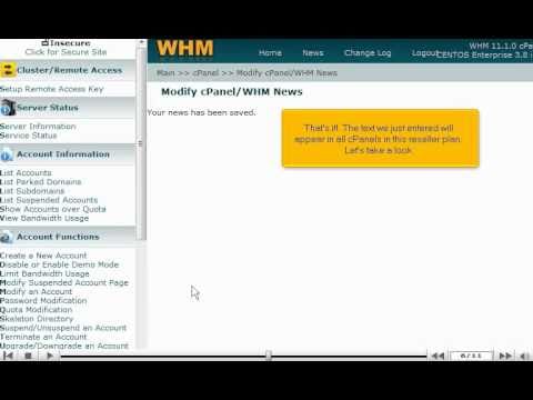 Using Cpanel/WHM News in WHM 11 (web host manager) - WHM 11 & Cpanel Video Tutorials