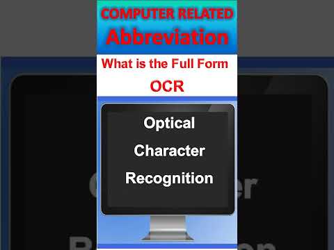 #fullform, what is the full form of OCR, Optical Character Recognition