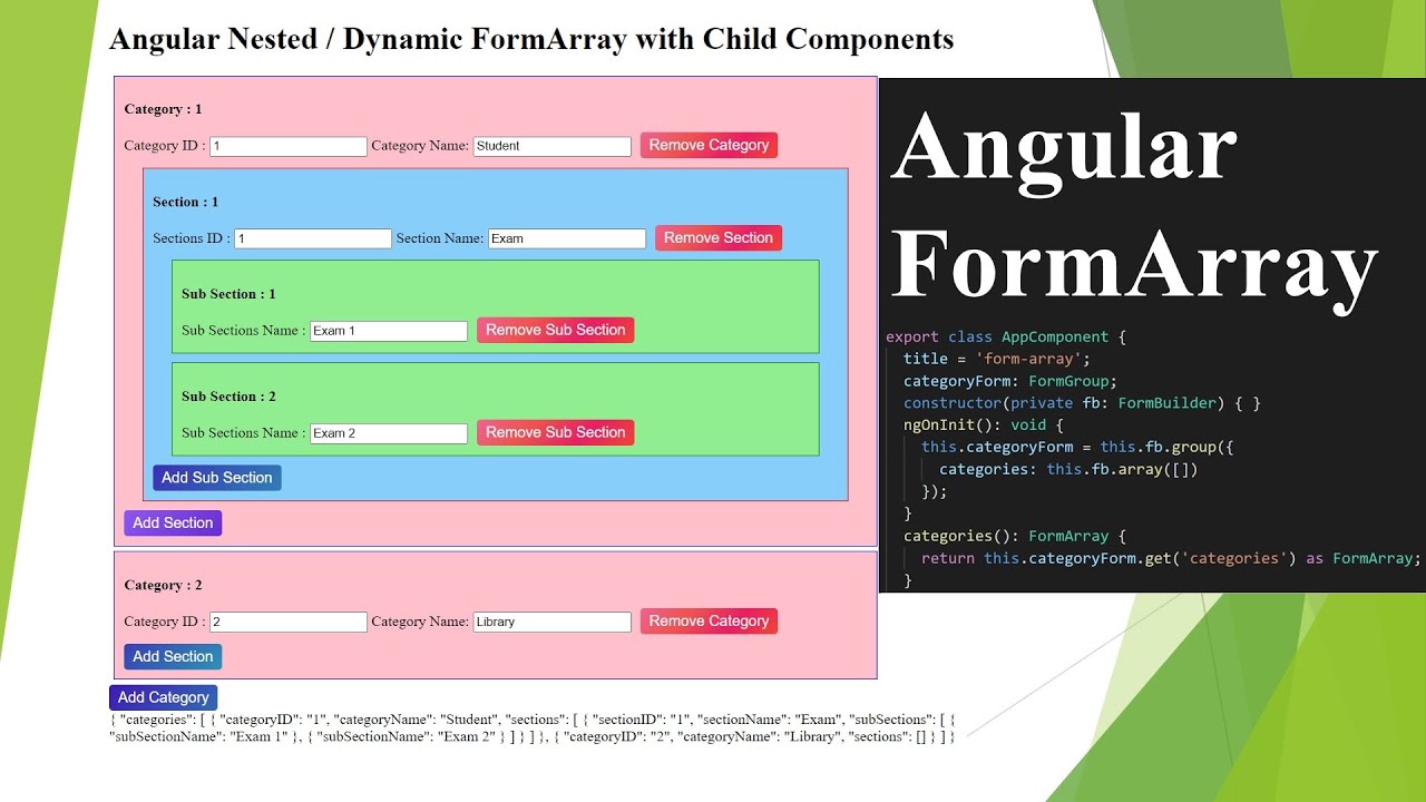 Angular FormArray | Angular Dynamic FormArray | Angular Nested FormArray with Child Components