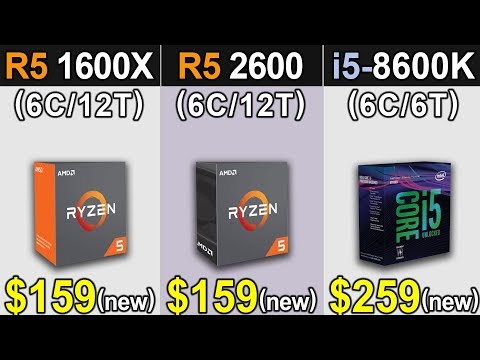 R5 1600X Vs. R5 2600 Vs. i5-8600K | Stock and Overclock | New Games Benchmarks