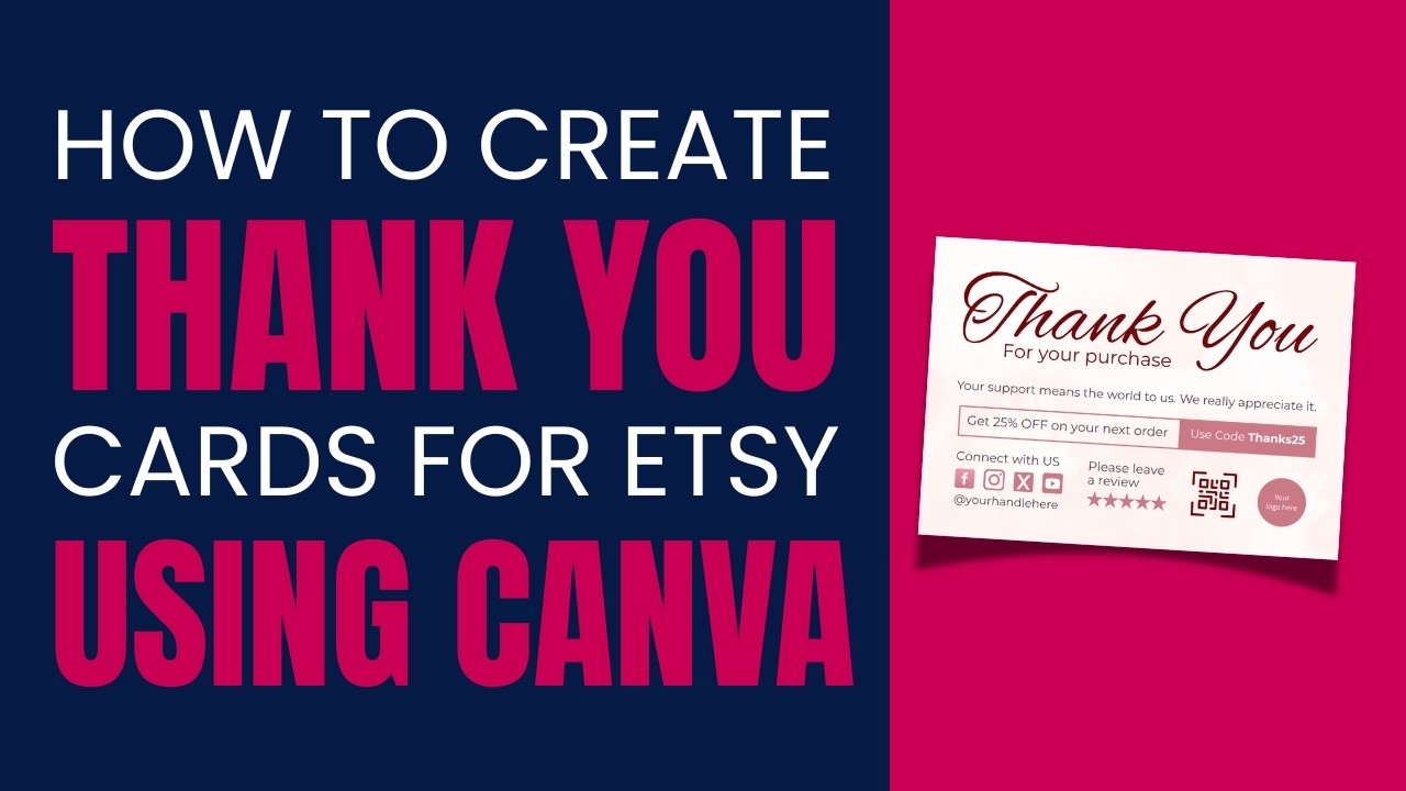 Canva Tutorial: Thank You Cards for Etsy & Small Business Owners, thank you card template available