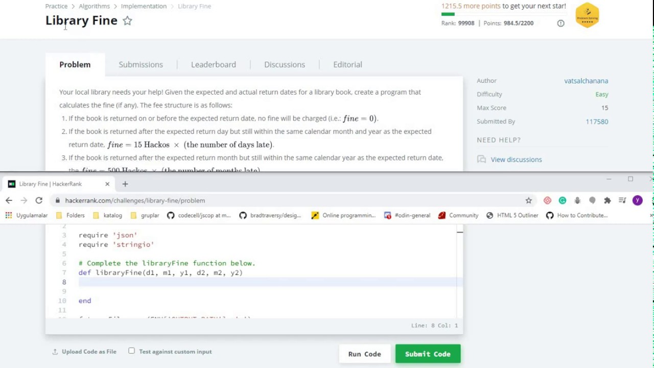 HOW TO SOLVE LIBRARY FINE PROBLEM - HACKERRANK - RUBY SOLUTION