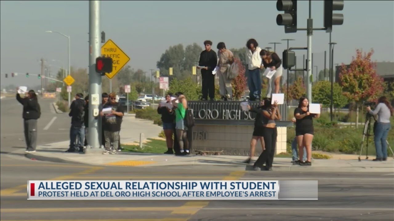 Protest held at Del Oro High School after employee's arrest