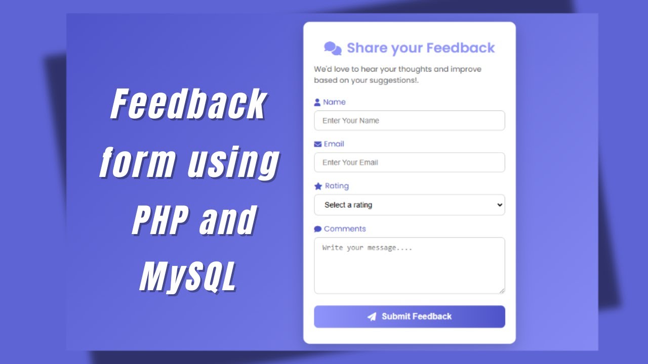 Feedback form using html css and php | FeedBack Page using PHP | Feedback Form With PHP and MySQL