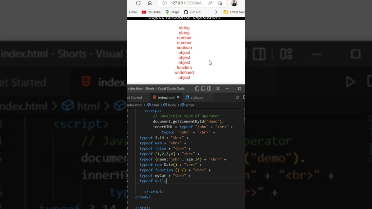 Types Of Operator In Javascript | Javascript Types Of Operator | String | Number | Boolean | #shorts