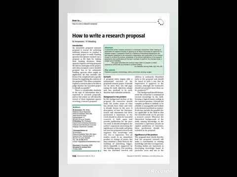 How to Write a Research Proposal