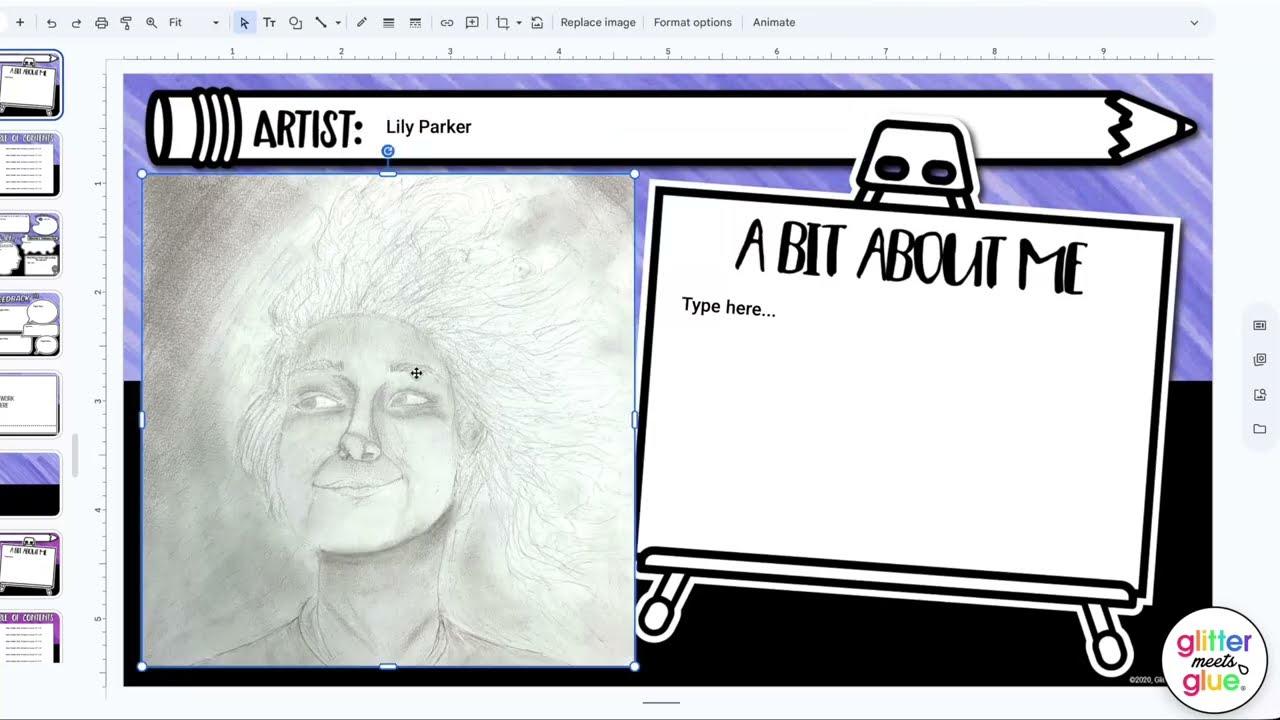 Digital Art Portfolio Google Slides Template | Elementary & Middle School Art Critique & Reflection