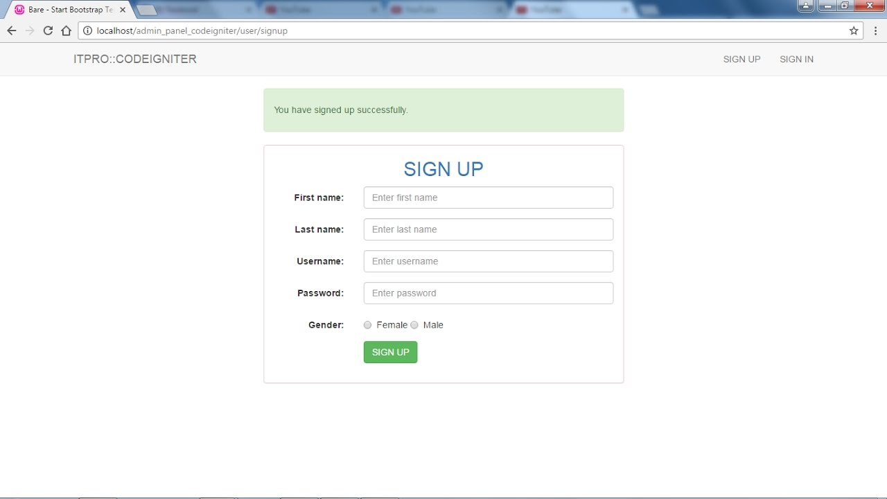 Codeigniter Admin Panel -- Alerting message with bootstrap