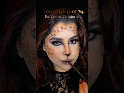 Leopard print makeup🐆🐆 easy leopard makeup tutorial , easy Halloween makeup tutorial 🐆🐆