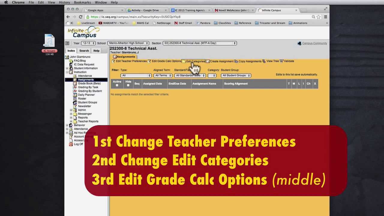 IC Training PT 1;  Setting up your GRADEBOOK