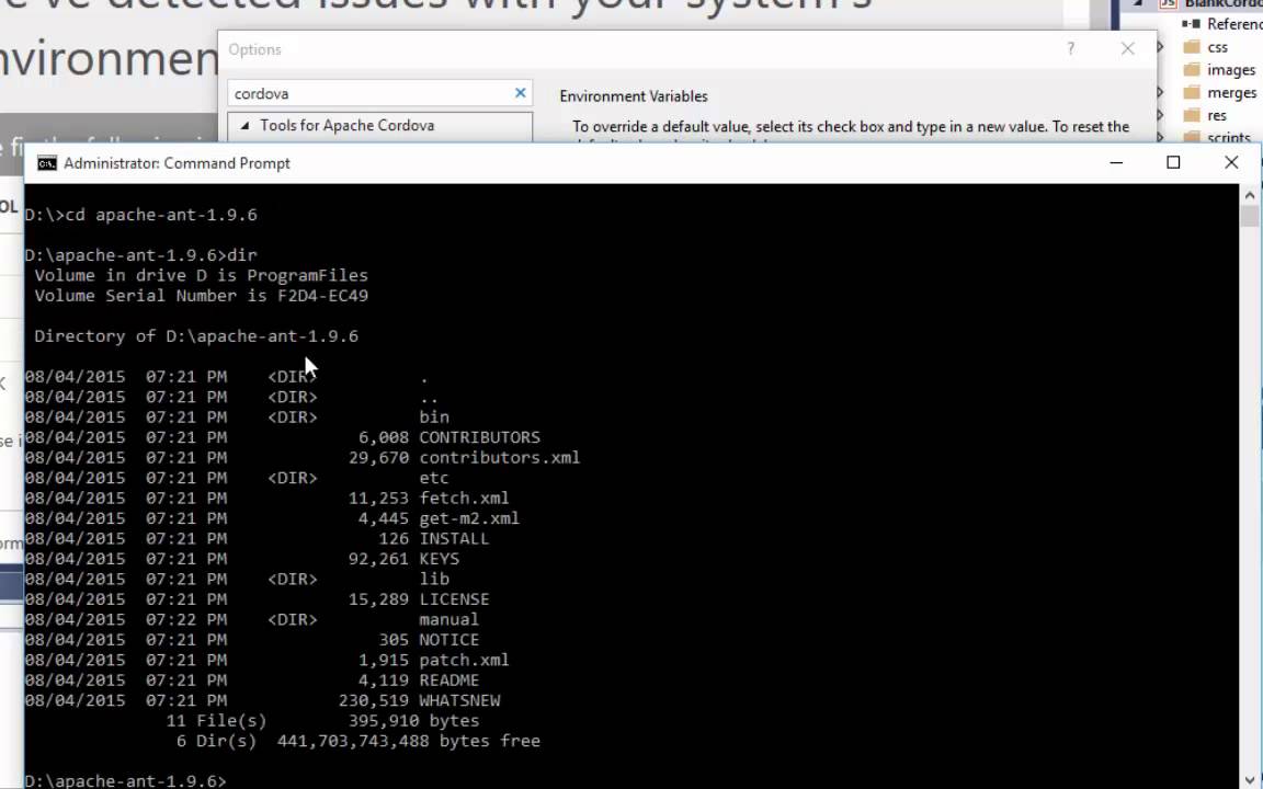 Visual Studio Cordova Environment Overrides