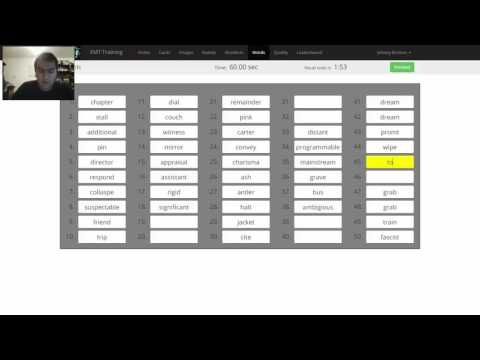 Memory Training: XMT Words Event 36 Words in 60 sec
