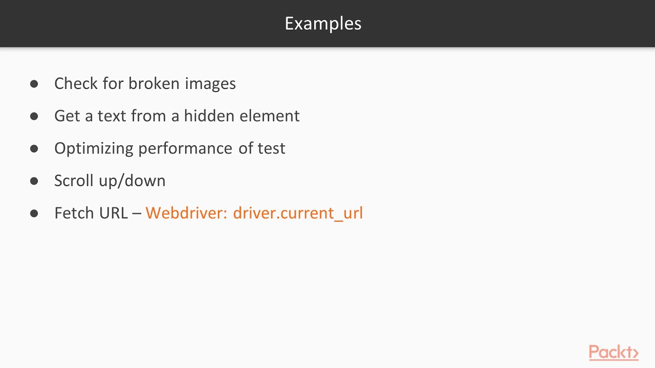 Automating Web Testing with Selenium and Python : Executing JavaScript Code | packtpub.com